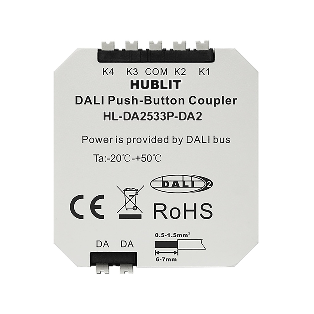NFC-Programmable, 4-key DALI-2 Push-Button Coupler | hublit